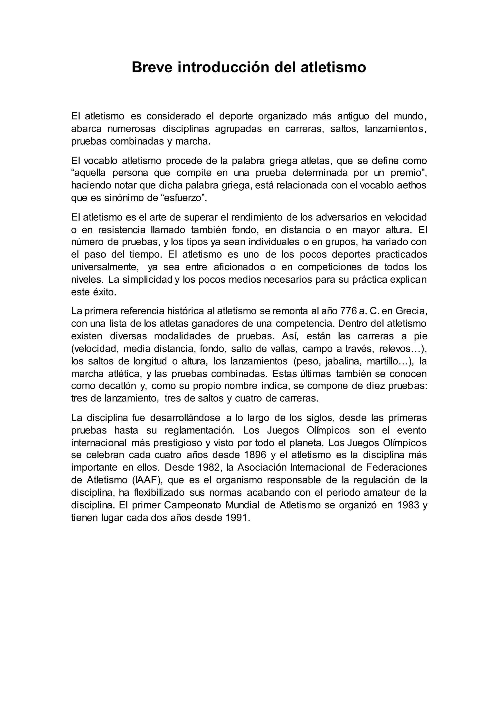 Fundamento de las carreras | DOCX