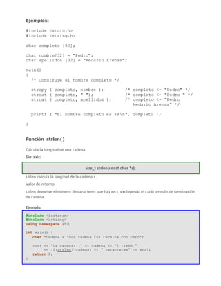 Fundamentos de programación librería string C++ | DOCX