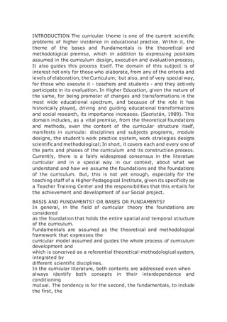 Fundaments of the curriculum | DOCX