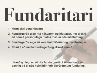 Fundarritun og vinnufundir