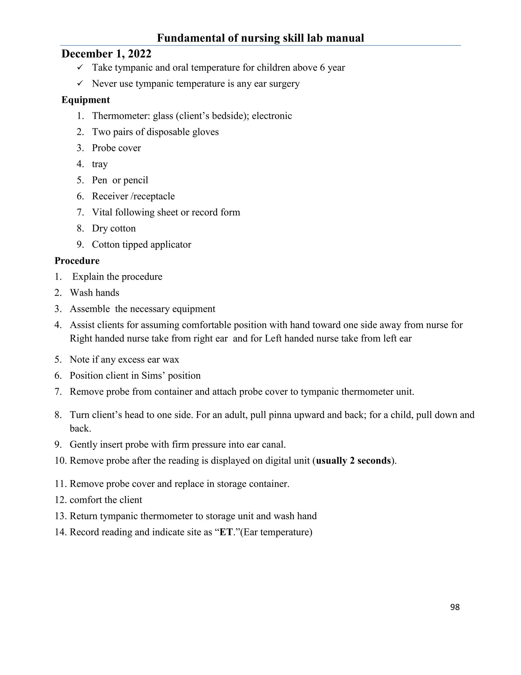 Fundemental of Nursing skill lab manual - Copy.docx