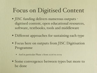 Sustainability at JISC for digital projects | PPT