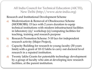 fundiing agencies in India to carrry out research | PPT