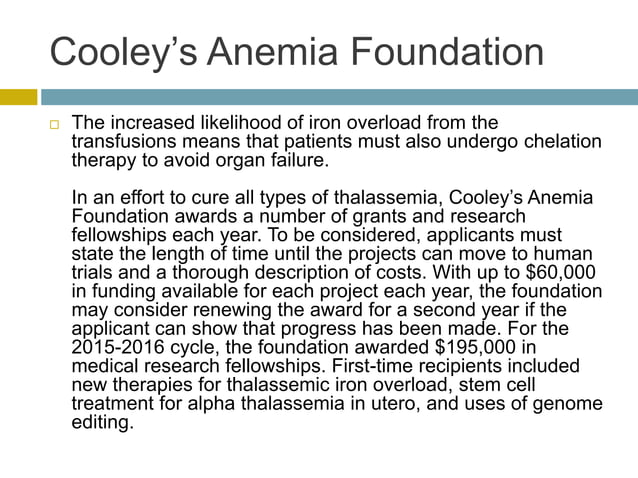 Funding a Cure - Cooley’s Anemia Foundation | PPT