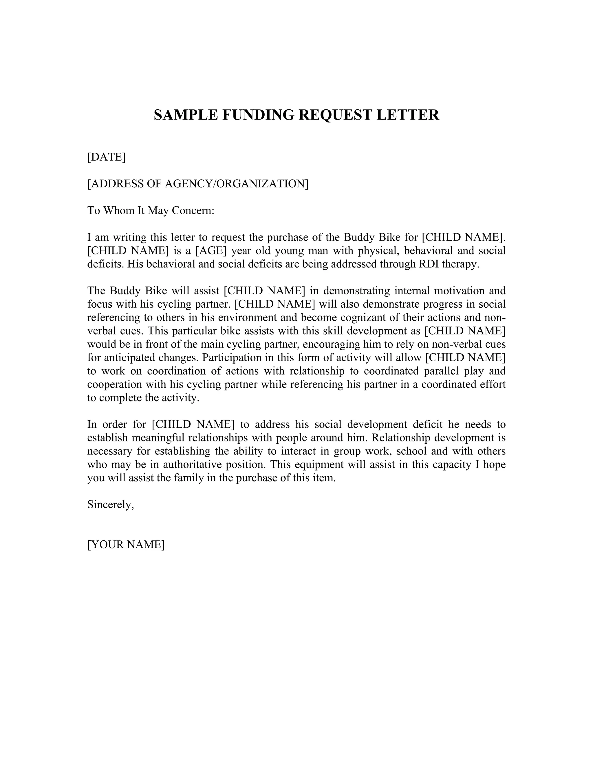 Funding letter sample | PDF