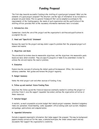 Funding proposal | DOC