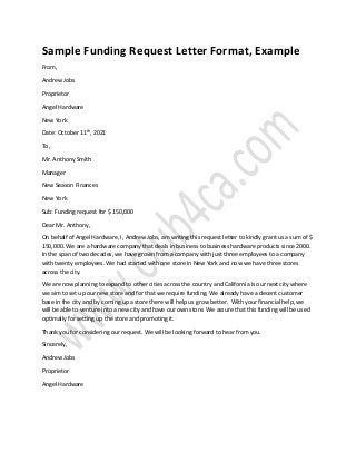 Sample Funding Request Letter Format, Example