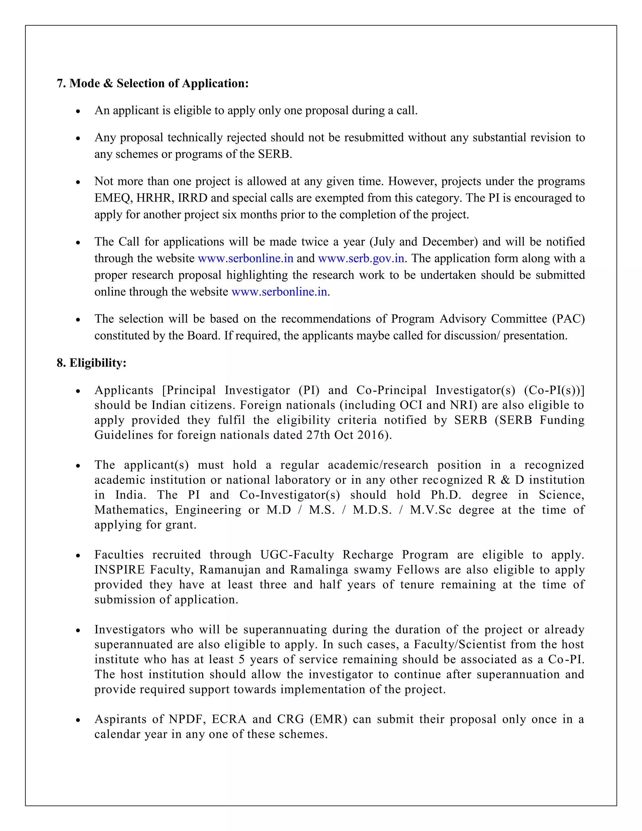 Funding scheme-SERB | PDF