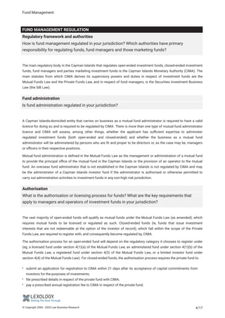 Fund management regulation in Cayman Islands, 2020, Loeb Smith ...