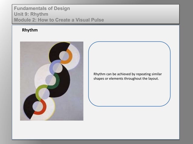 Fund of design unit 9 module 2 how to create a visual pulse | PPT