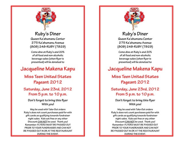 Miss Teen United States Pageant 2012 Fundraiser Flyer | PDF