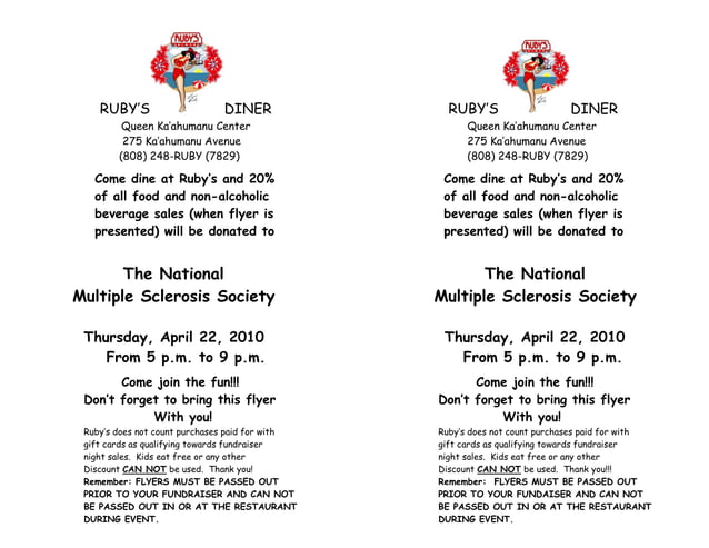 The National Multiple Sclerosis Society Fundraiser Flyer | PPT