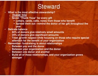 Basic Fundraising and Stewardship for Small Organizations | PDF