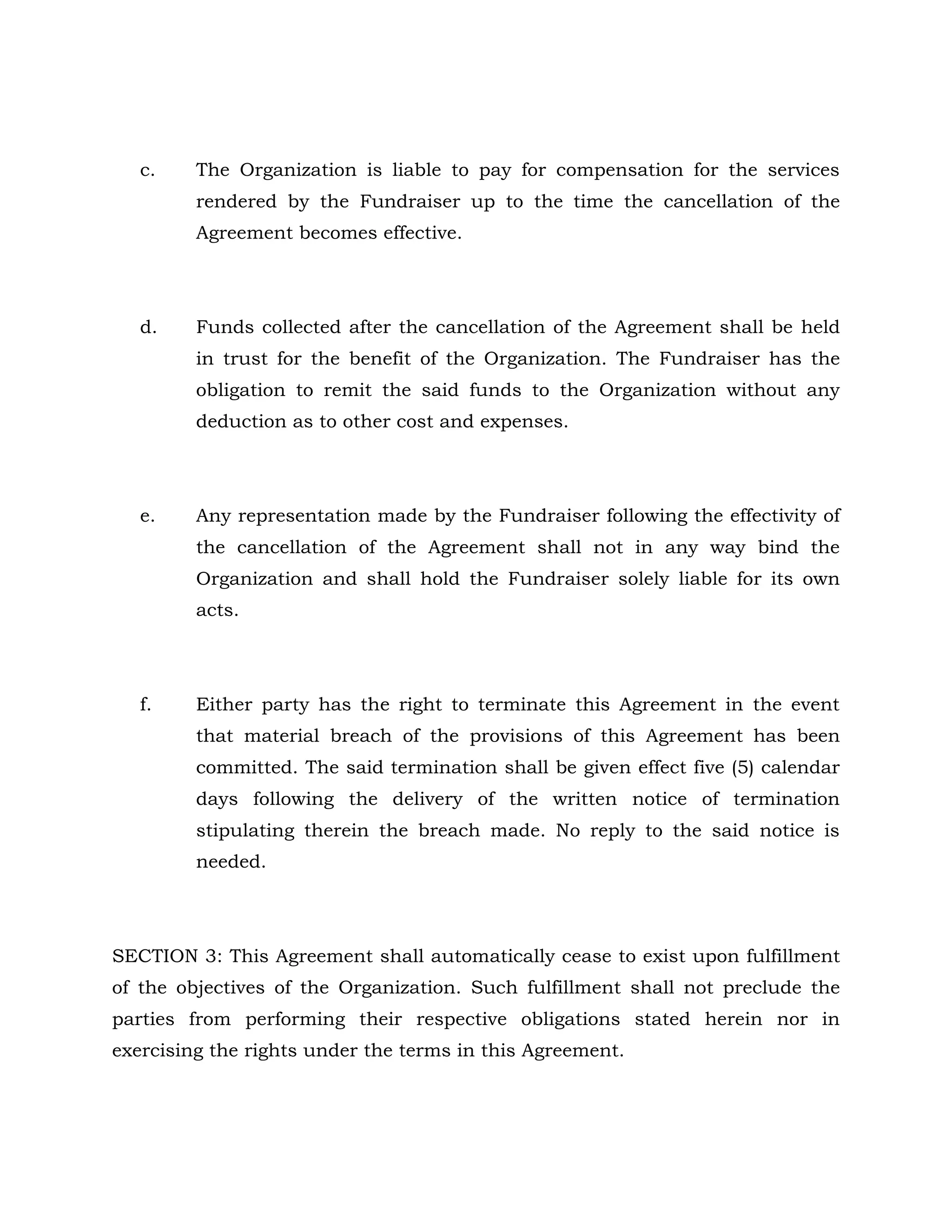 FUNDRAISING AGREEMENT | PDF
