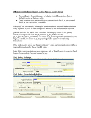 Funds and Account Enquiry in Oracle | DOC