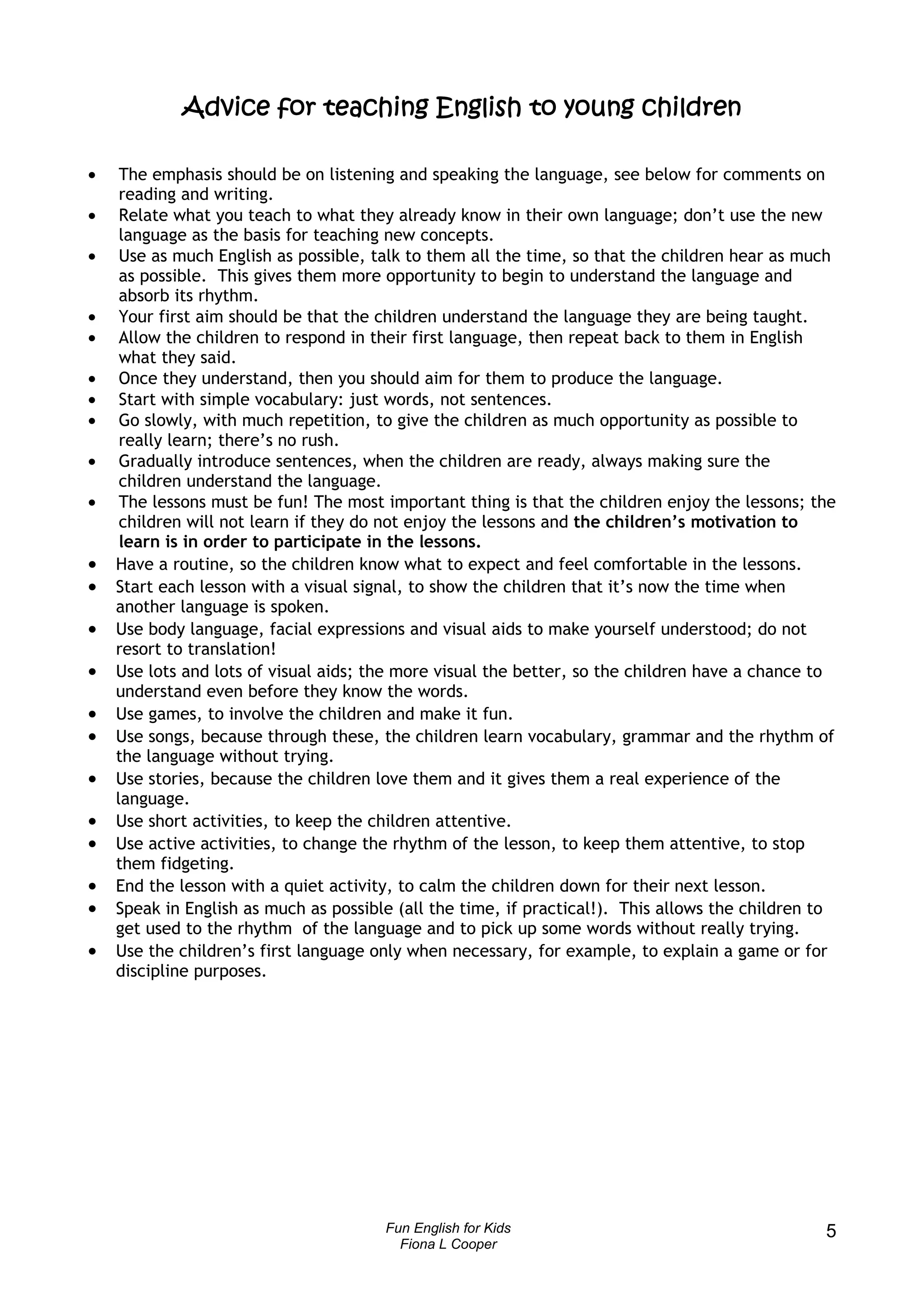 Fun english for kids book for teachers | PDF