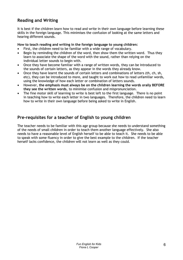 Fun english for kids book for teachers | PDF