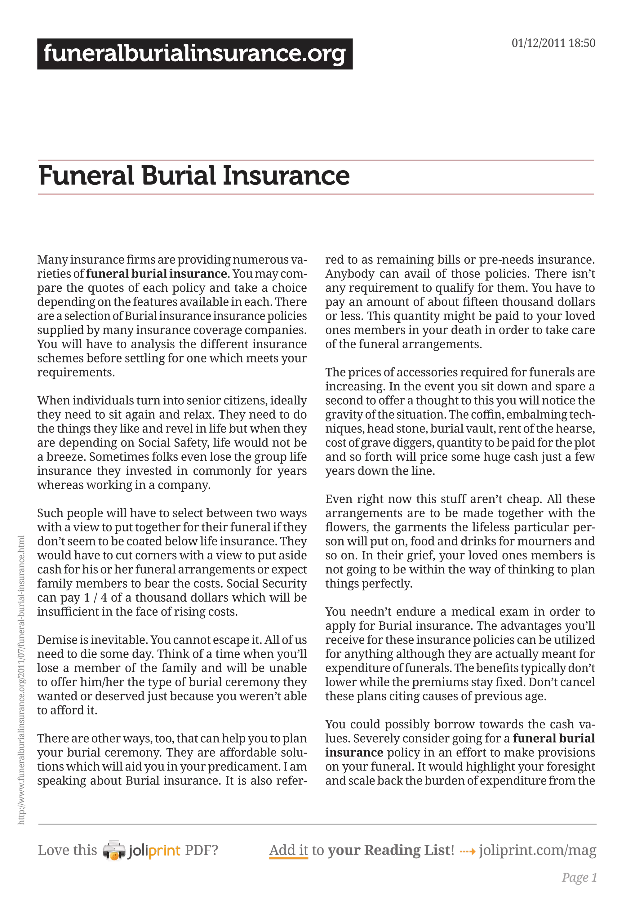 Funeral burial insurance | PDF