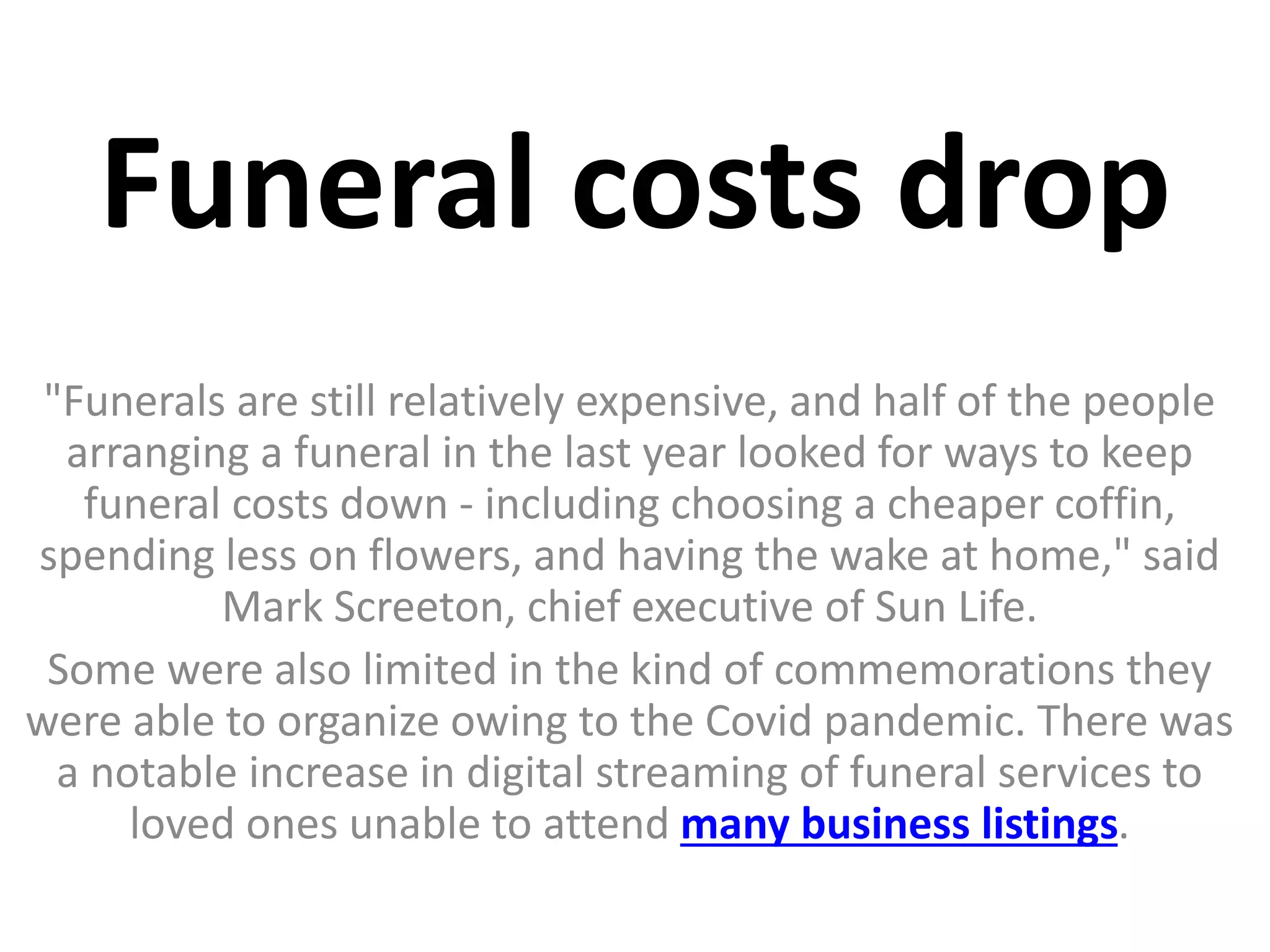 Funeral costs drop | PPT