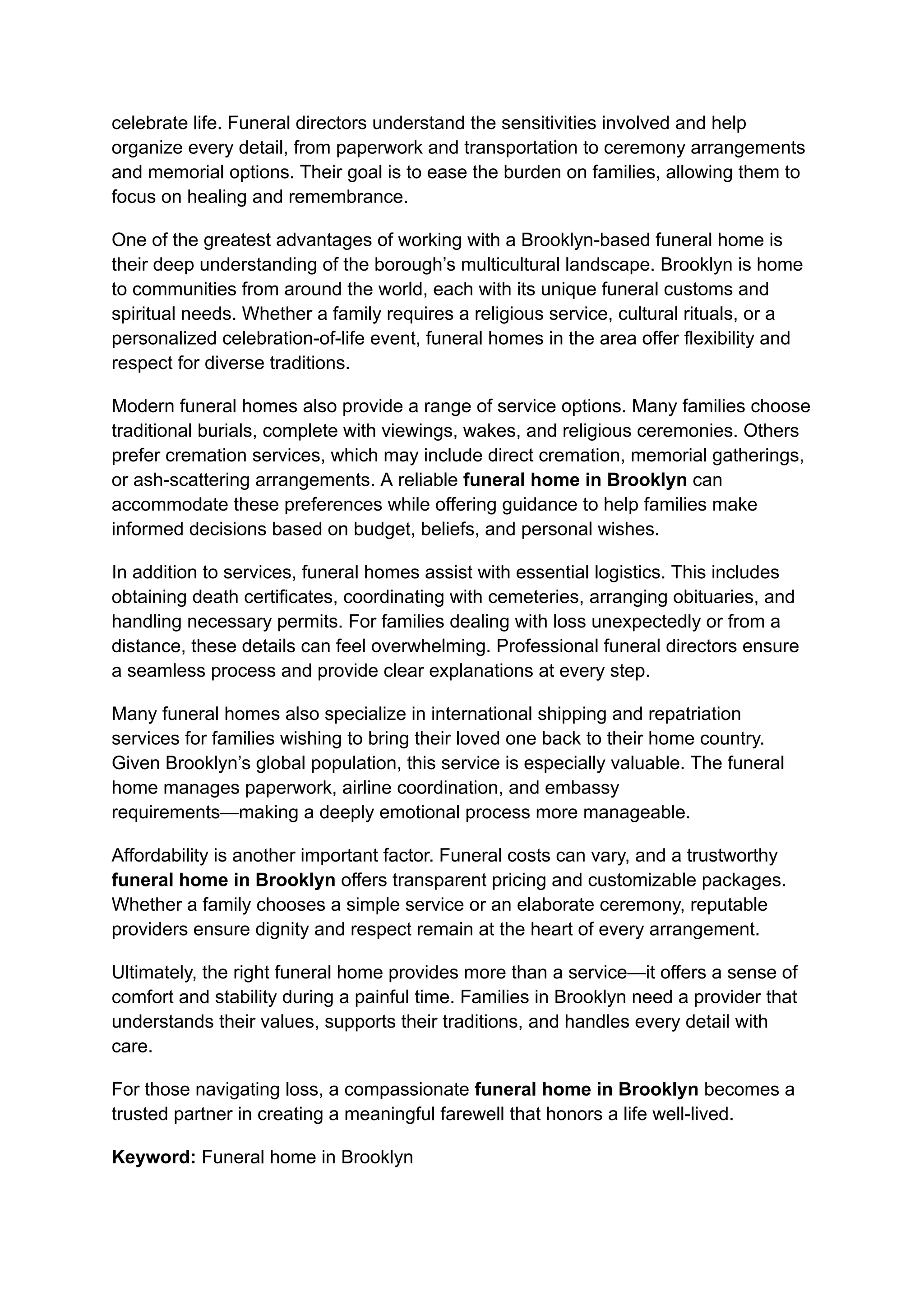 Funeral Home in Brooklyn | PDF