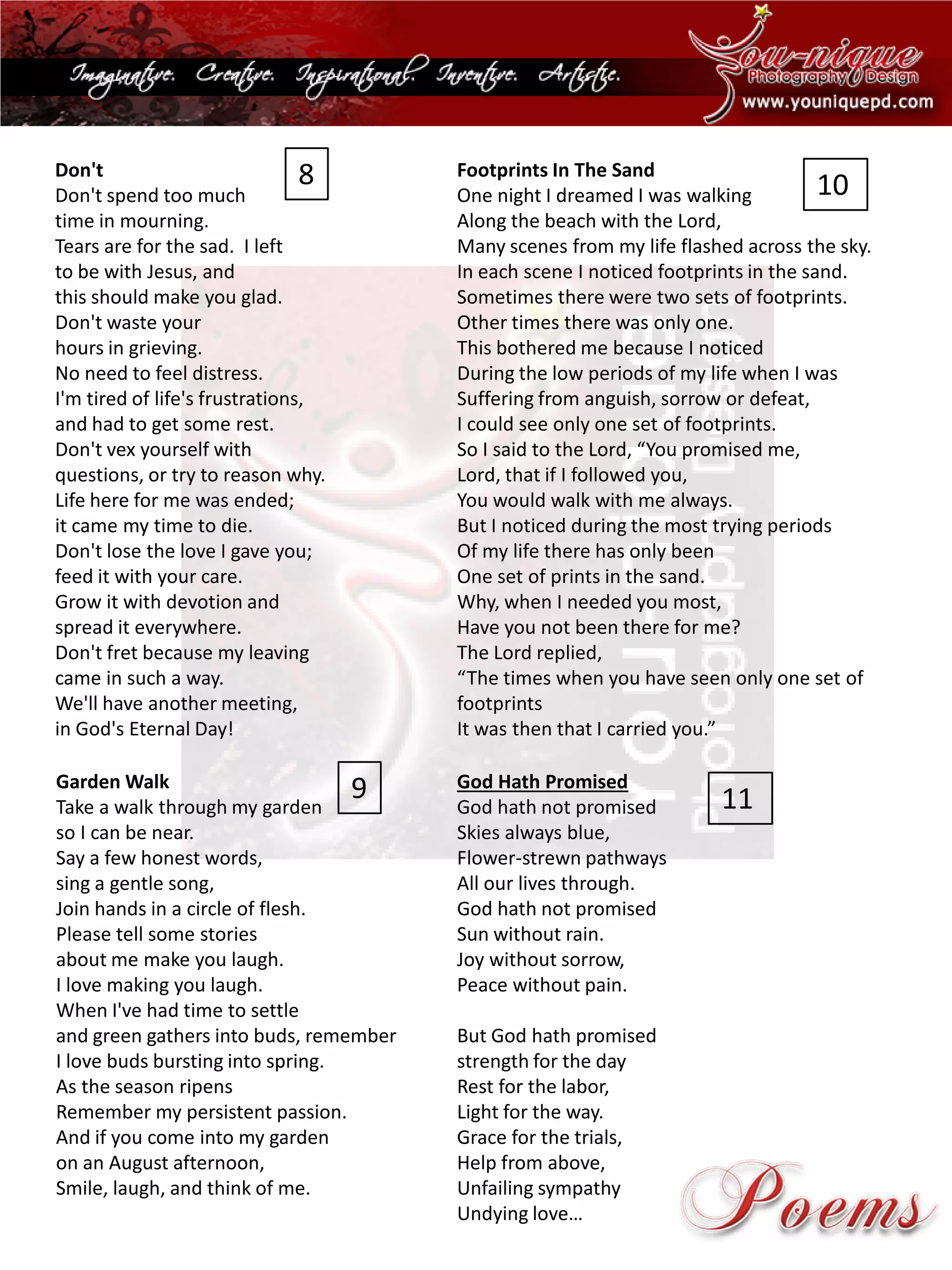 Funeral Program Poems | PDF