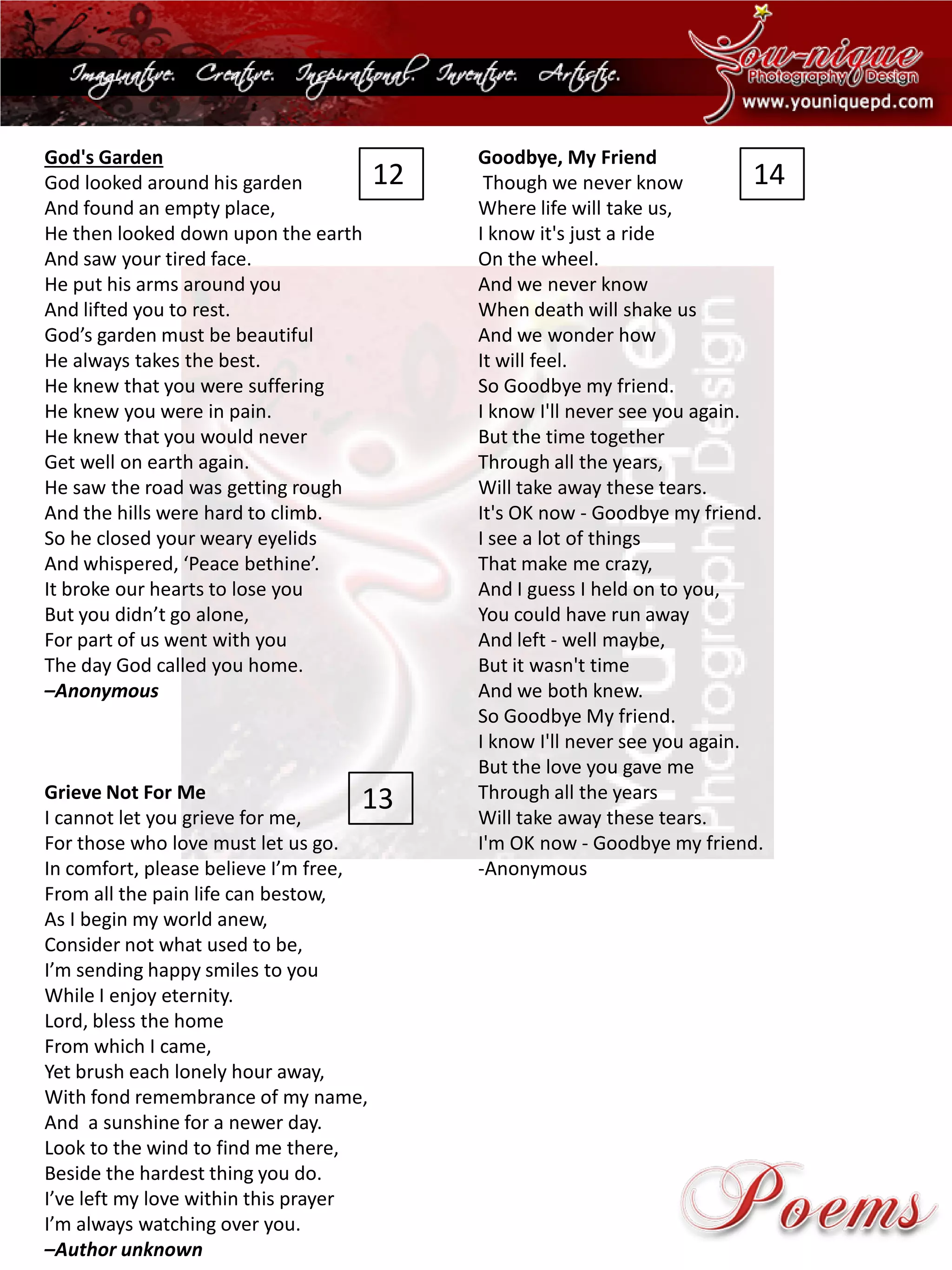Funeral Program Poems | PDF