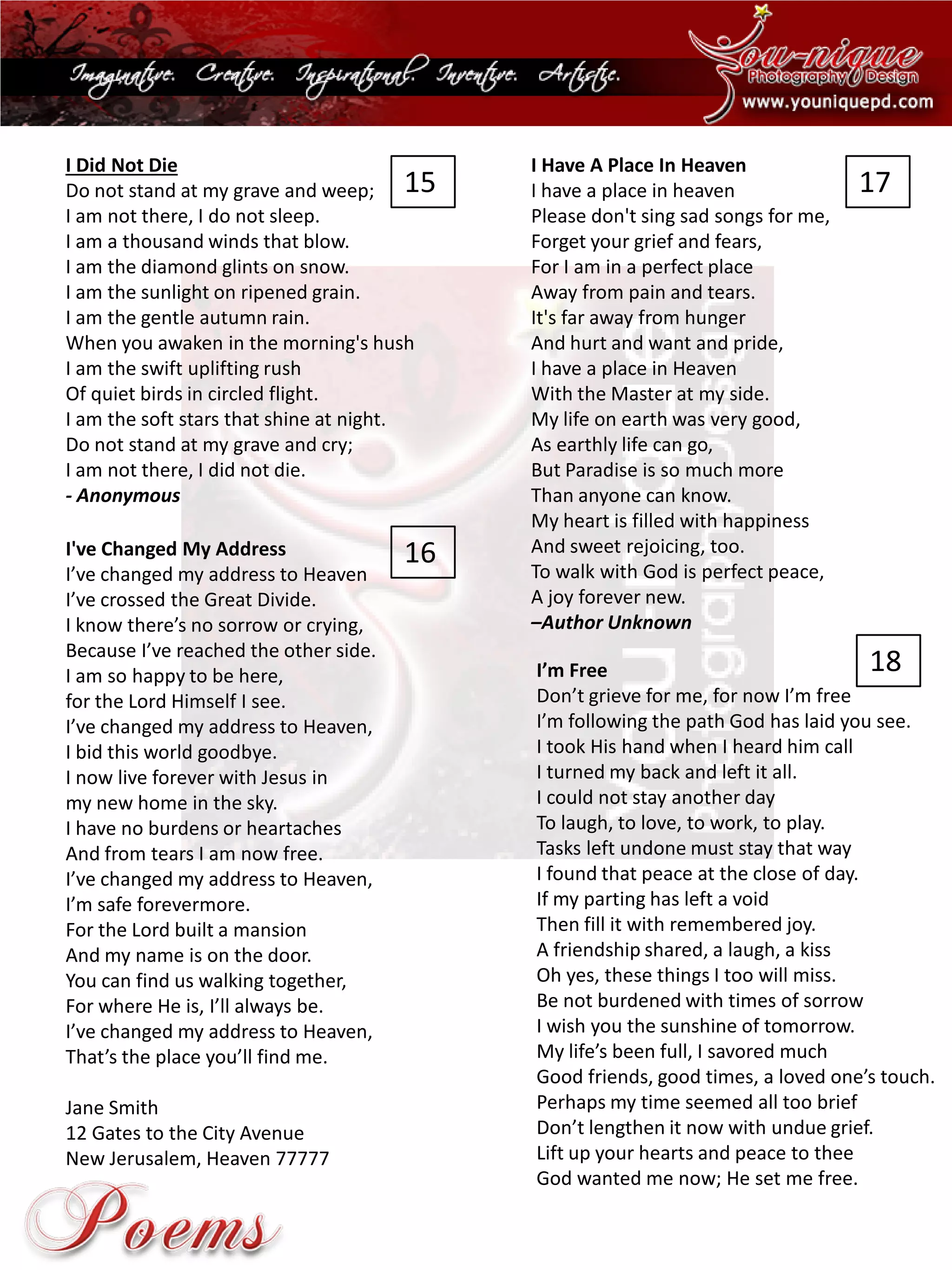 Funeral Program Poems | PDF