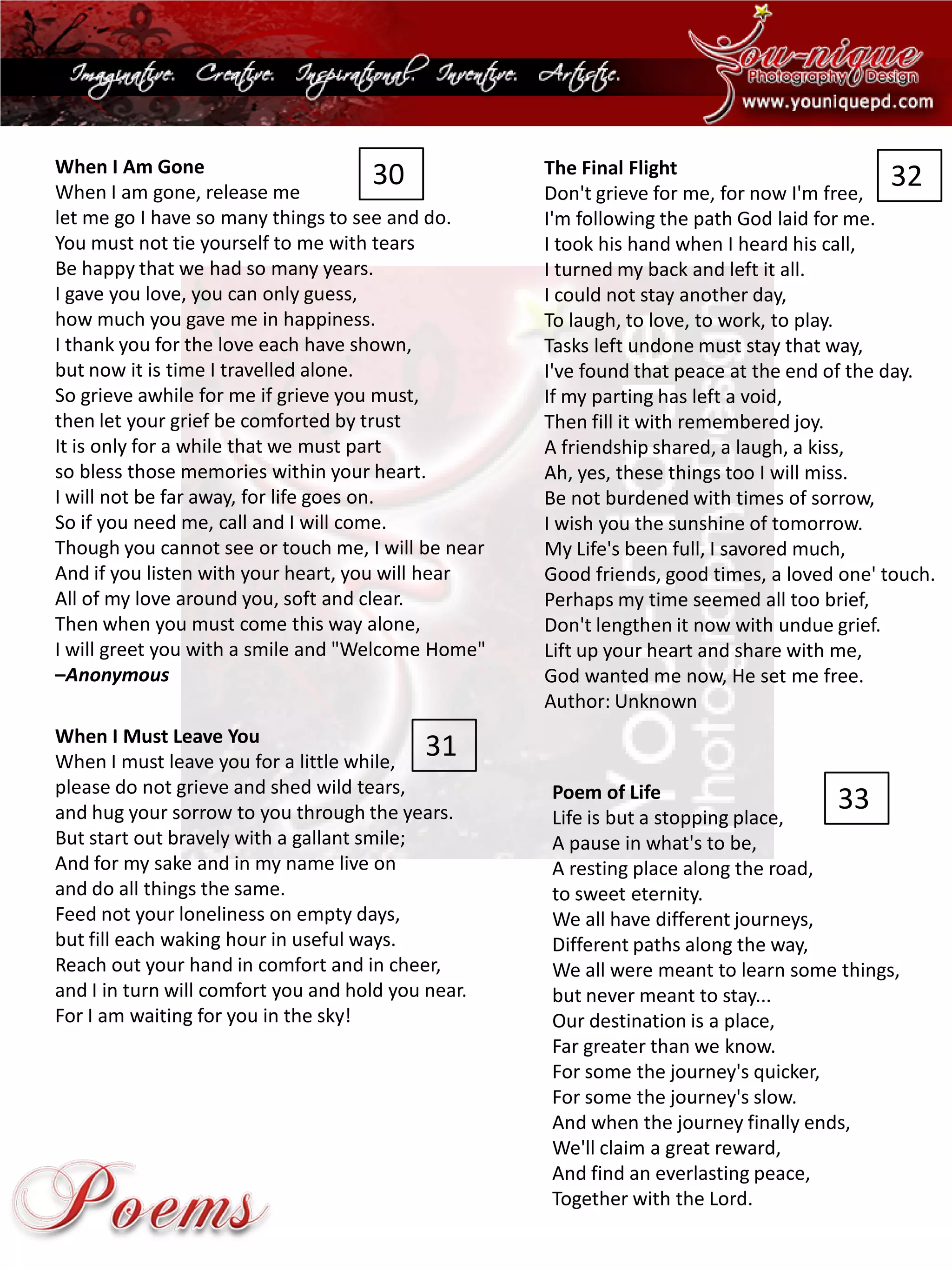 Funeral Program Poems | PDF