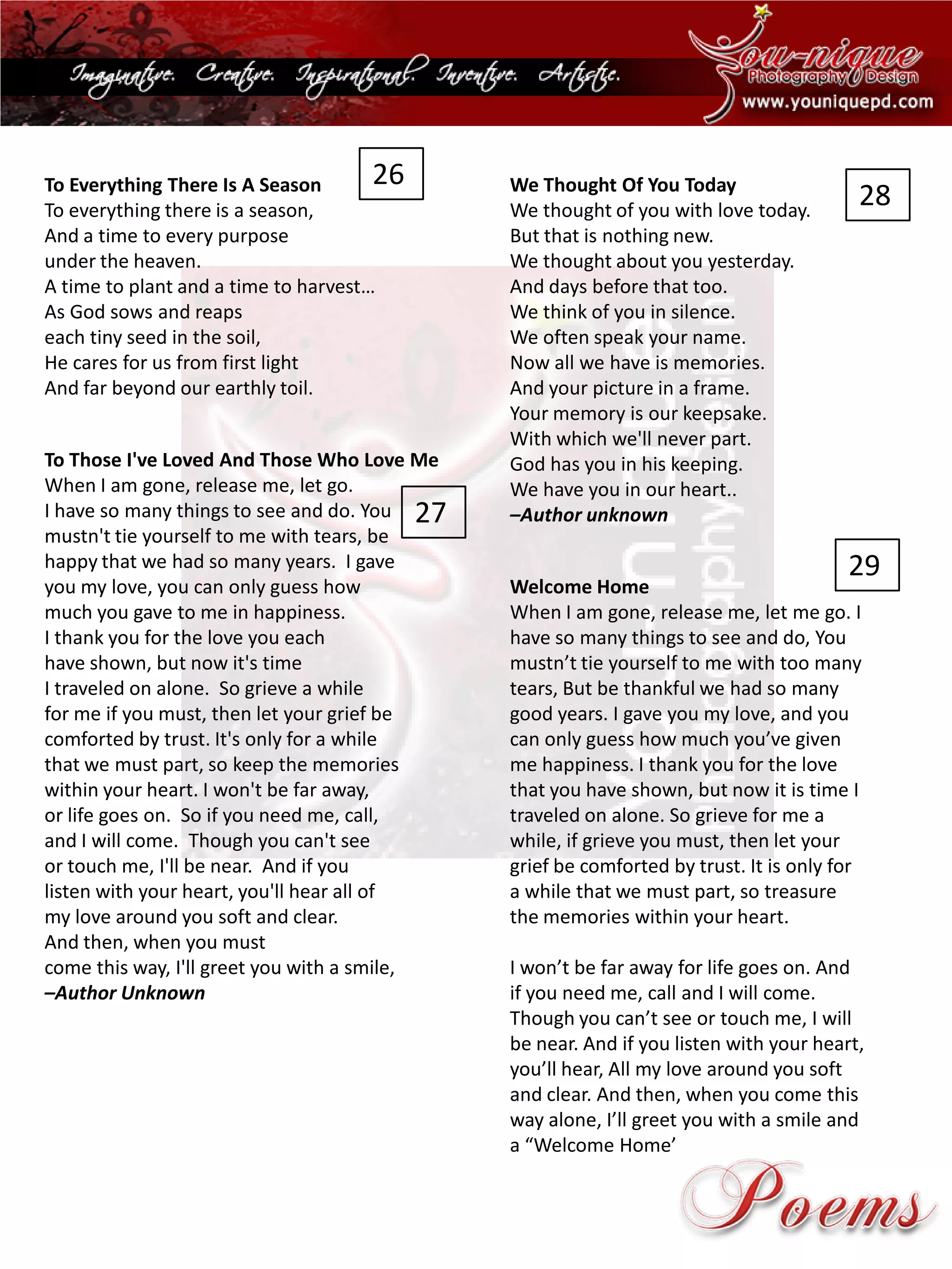 Funeral program poems | PDF