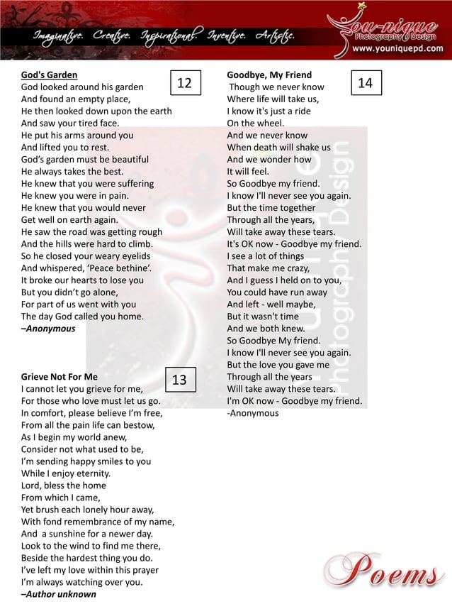Funeral program poems | PDF
