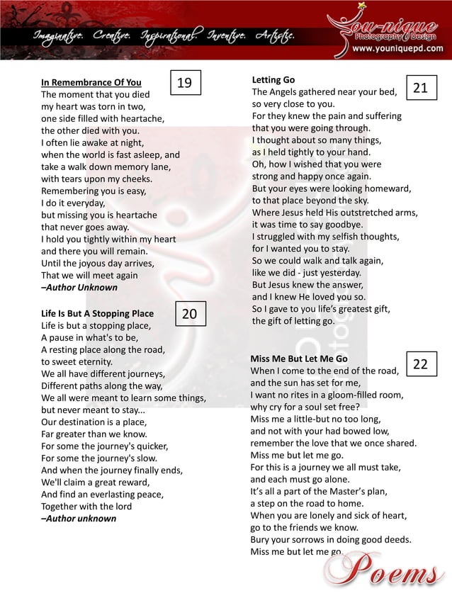 Funeral program poems | PDF