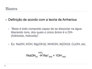 Funções inorgânicas bases | PPTX
