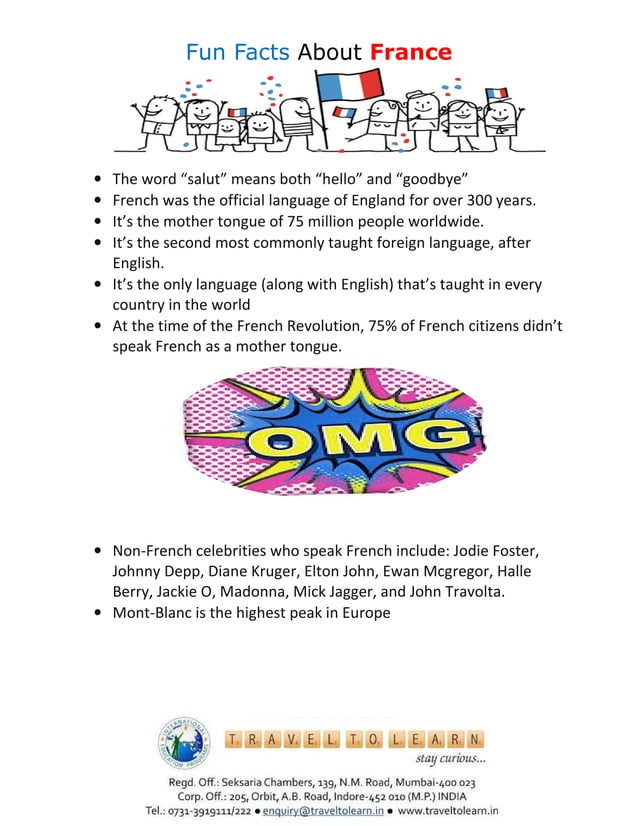 FUN FACTS ABOUT FRANCE | PDF | Europe Travel | Travel Locations