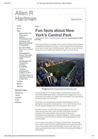Fun facts about new yorks central park | PDF | Historic Site and ...