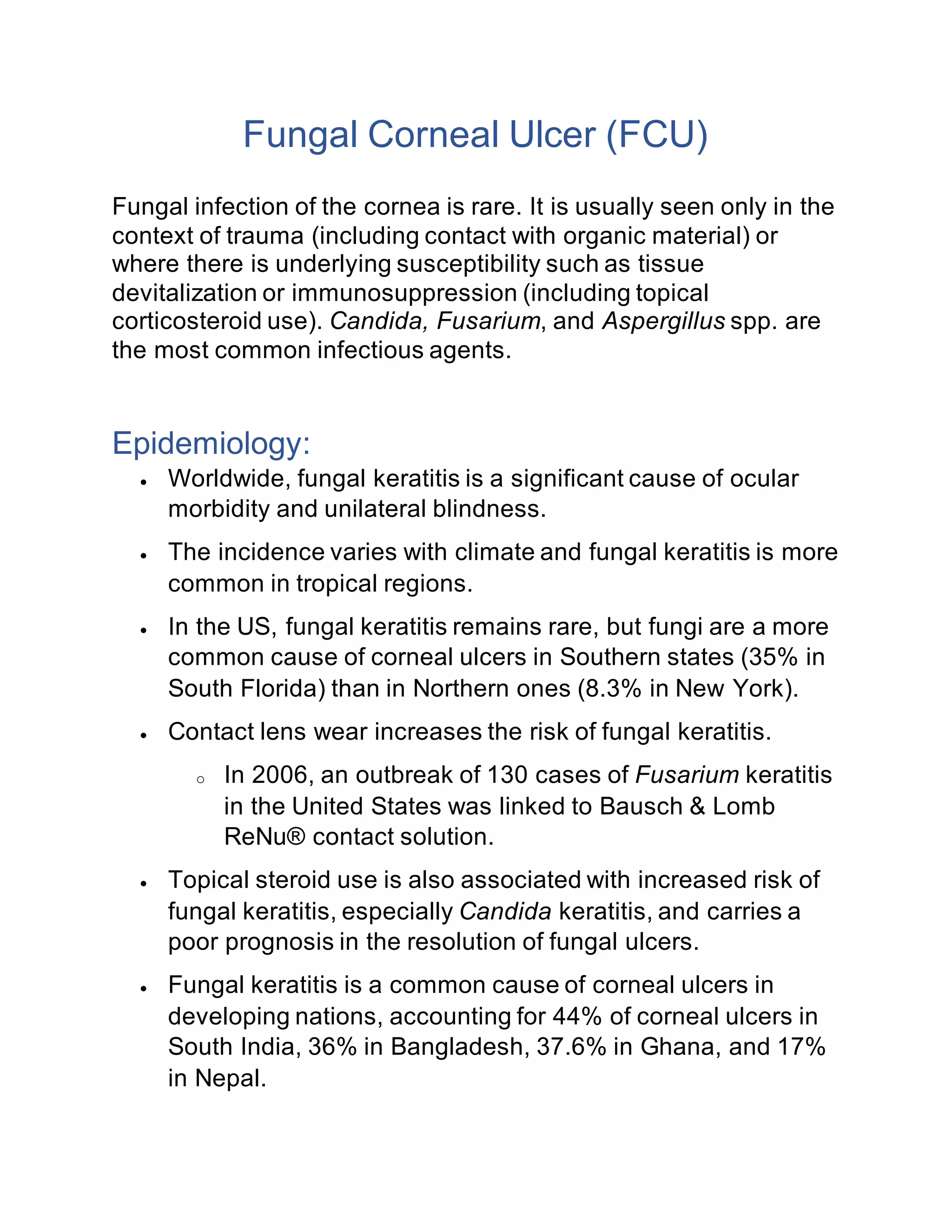 Fungal corneal ulcer - | PDF