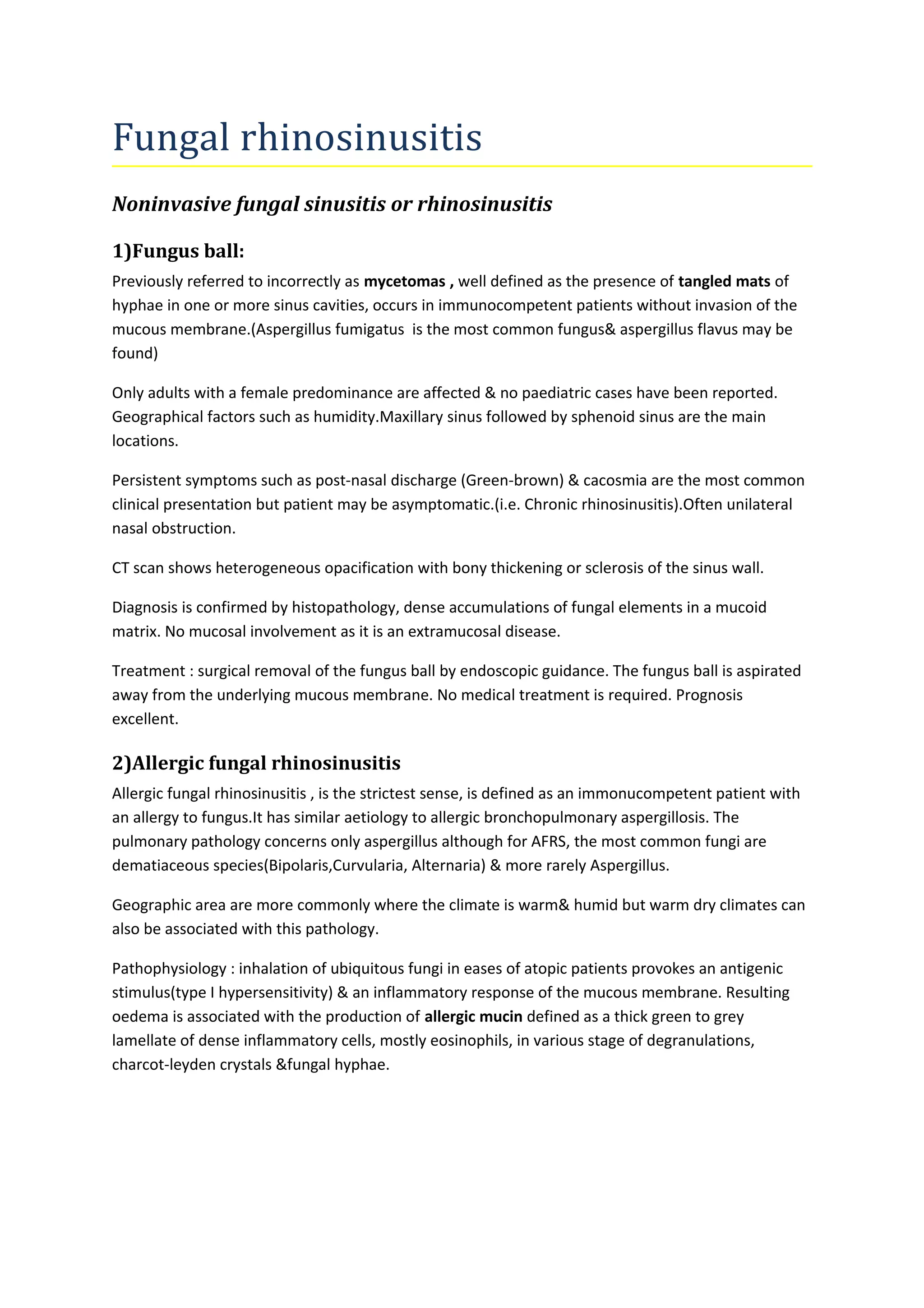 Fungal rhinosinusitis | DOC