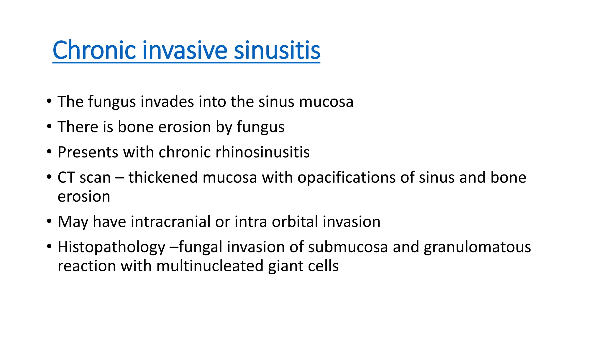 FUNGAL RHINOSINUSITIS CLINICAL FEATURES AND TREATMENT | PPTX