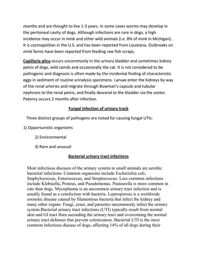 Fungal,viral, bacterial, parasitic and nutritionalinfection of urinary ...