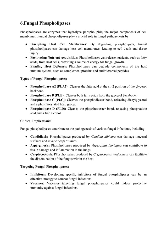 Fungal virulence factors and details docx | PDF