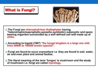 FUNGI - ROLE IN AGRICULTURE,MEDICINE & COMMERCIAL PRODUCTS. | PPTX