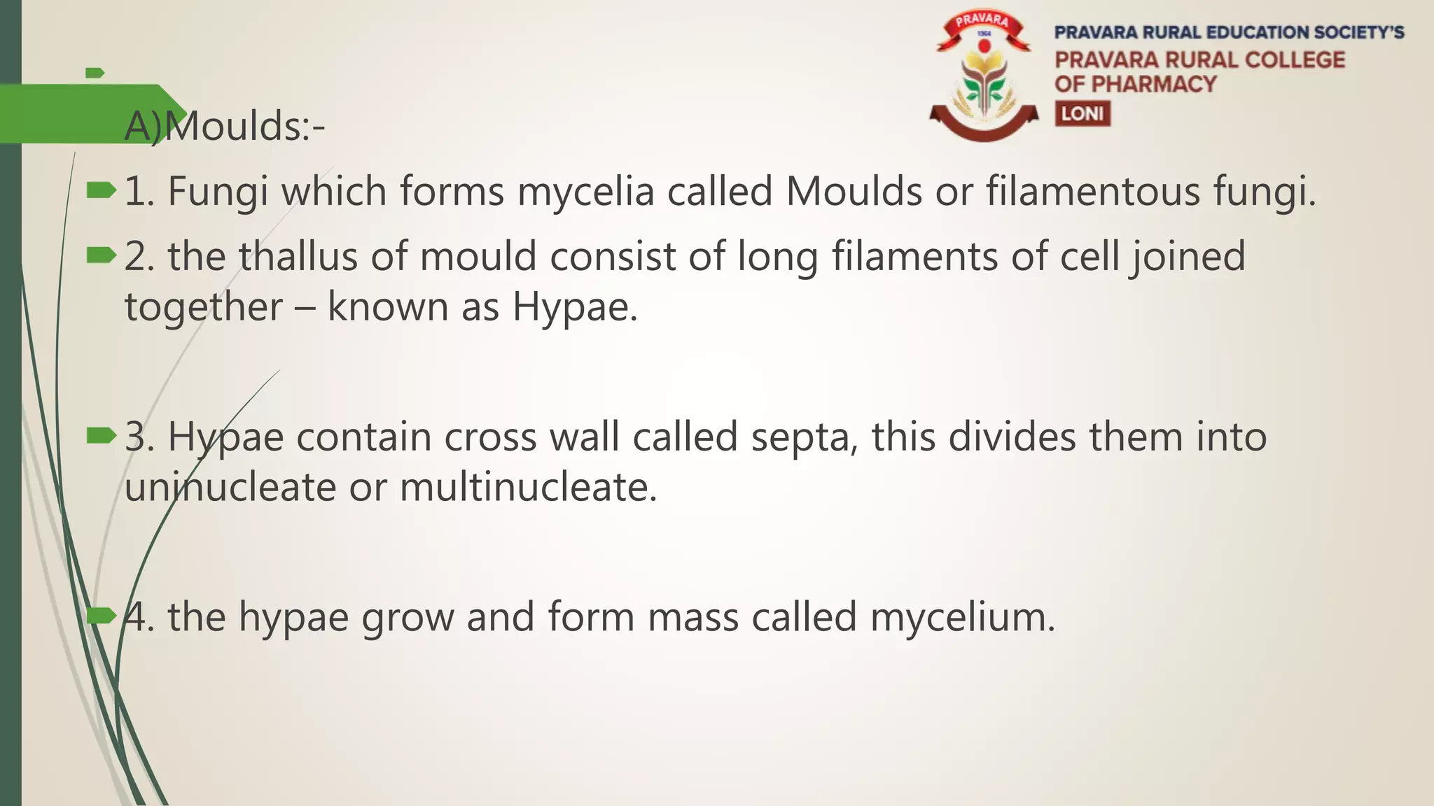 Fungi -Fungi including yeat and moulds, introduction, morphological ...