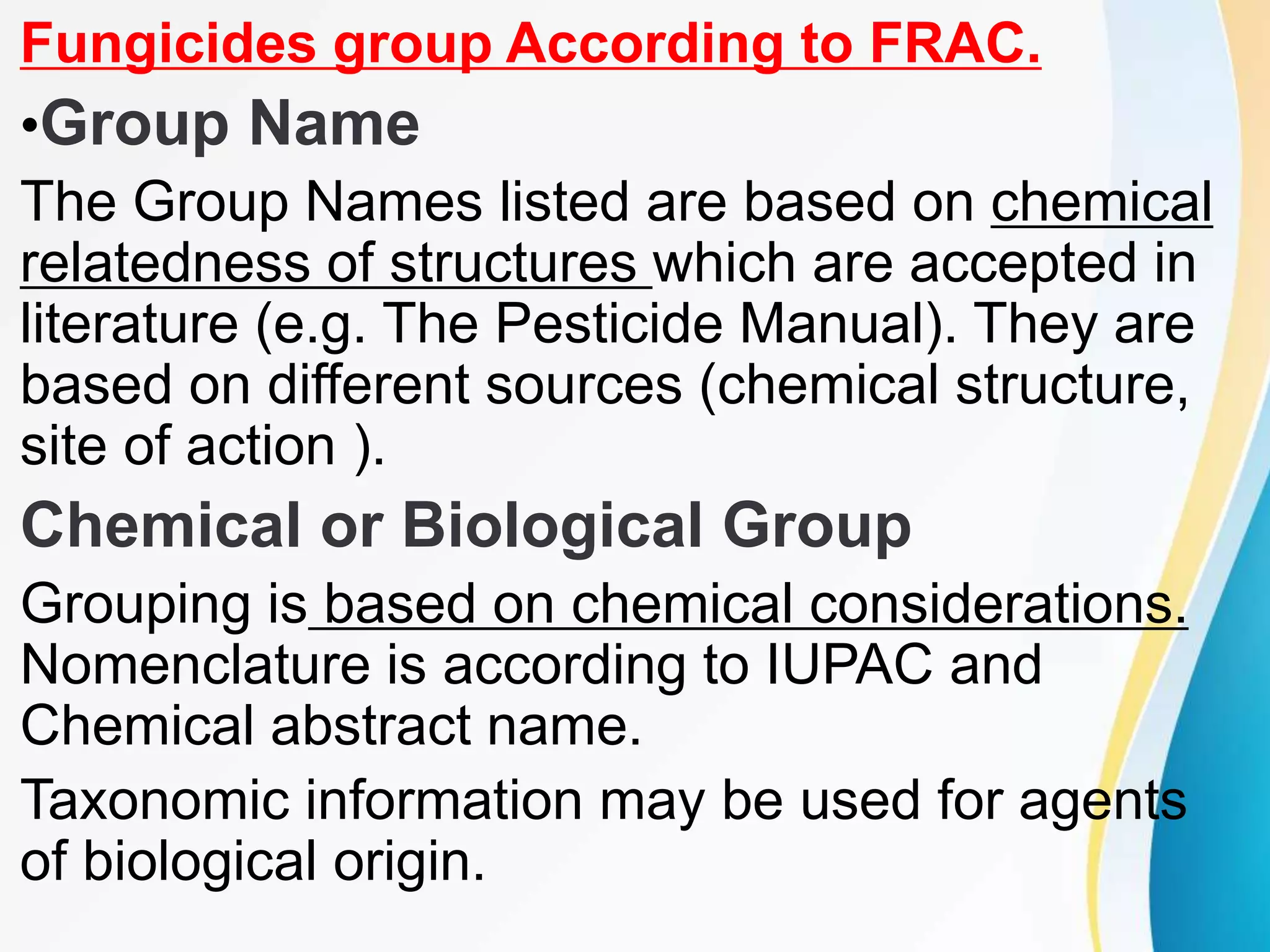 Fungicides, Classification, FRAC MoA.pptx