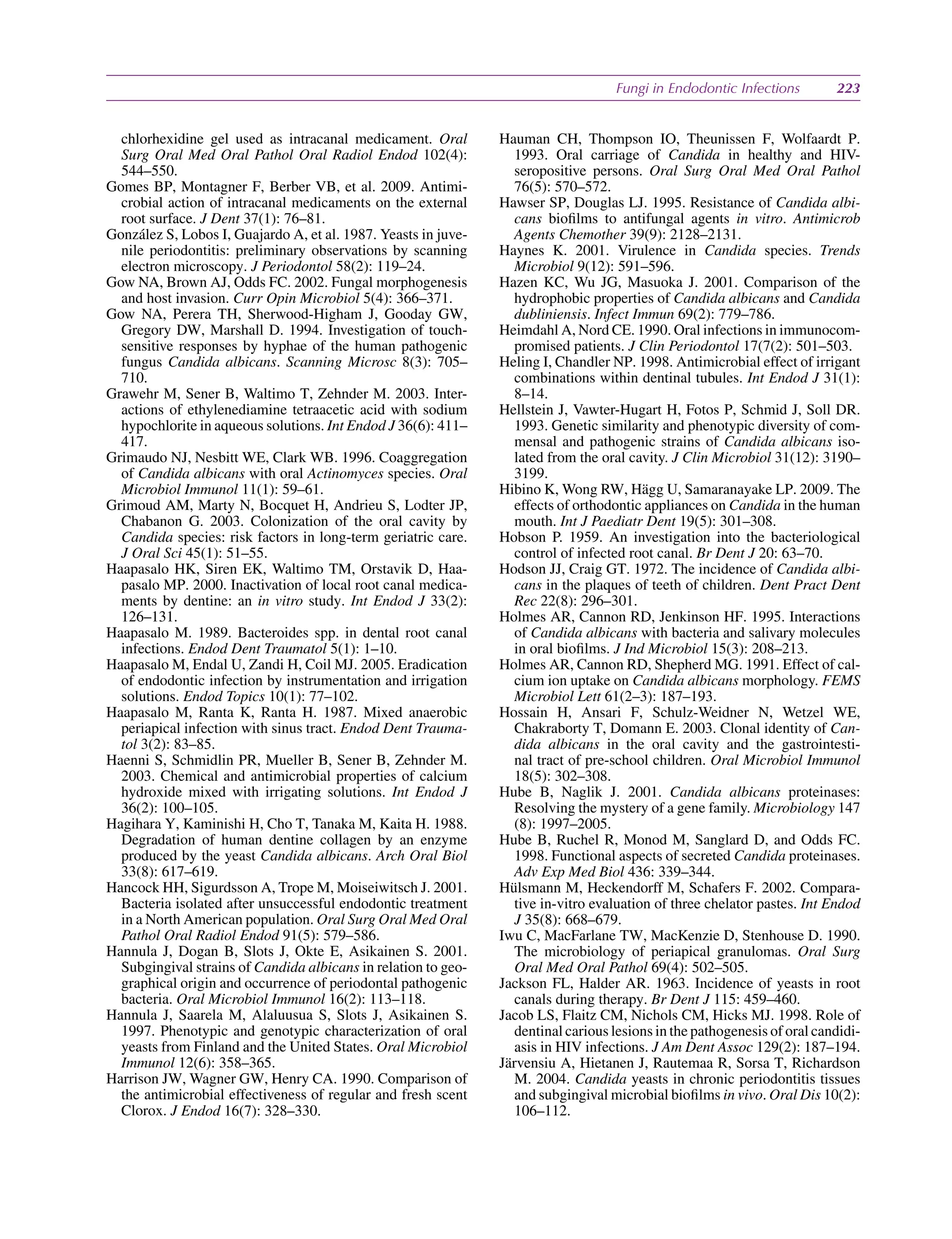 Fungi in Endodontic Infections.pdf | Dental Health | Diseases and Conditions