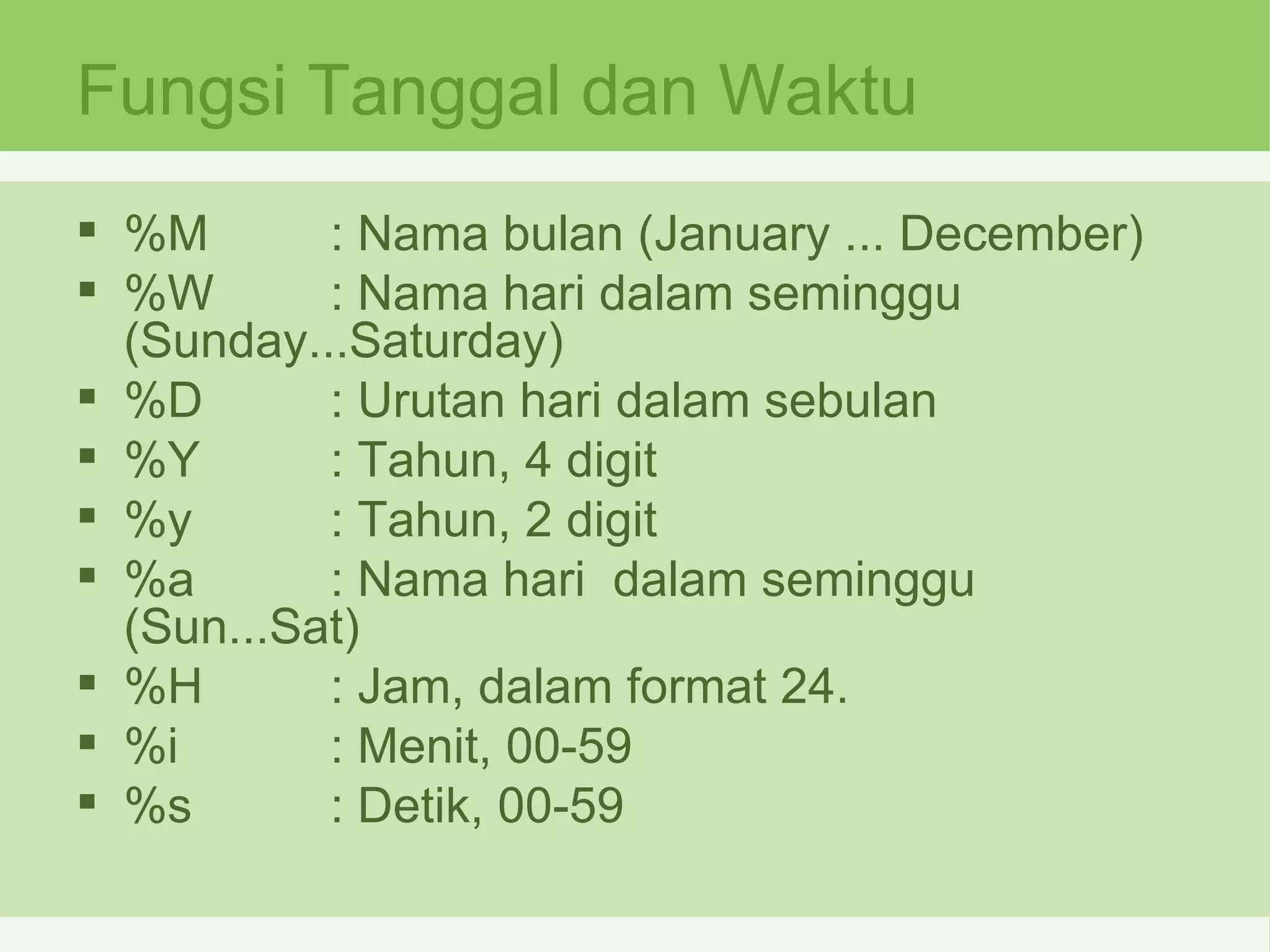 Fungsi Fungsi Di MySQL | PPT