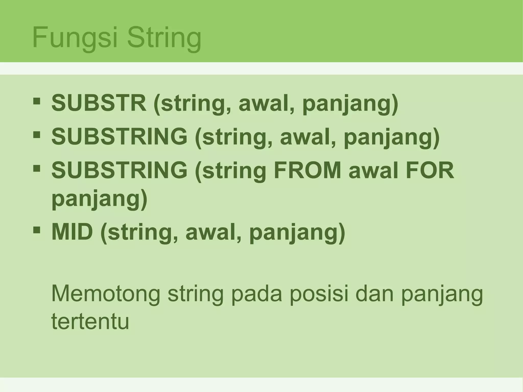 Fungsi Fungsi Di MySQL | PPT