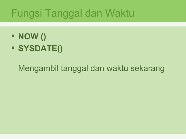 Fungsi Fungsi Di MySQL | PPT