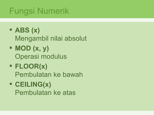 Fungsi Fungsi Di MySQL | PPT