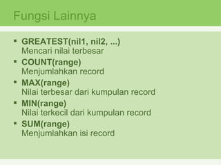 Fungsi Fungsi Di MySQL | PPT