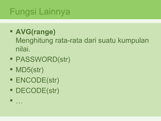 Fungsi Fungsi Di MySQL | PPT
