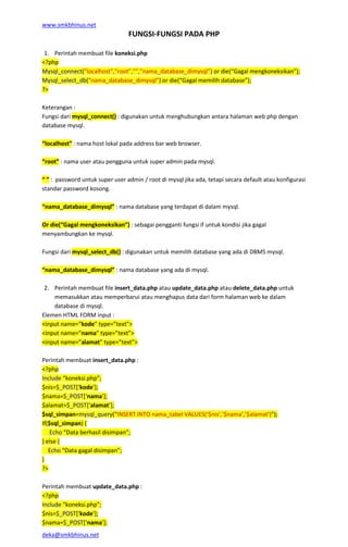 Fungsi fungsi pada php - pemrograman php my sql | PDF